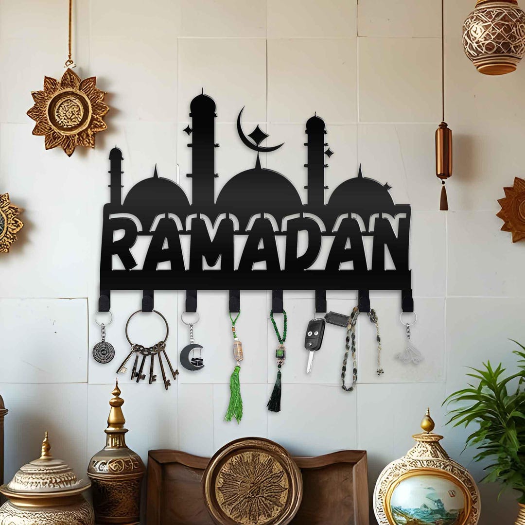 Ramadan Eid Mosque Metal Key Holder Majid Door Decor Metal Crescent ...