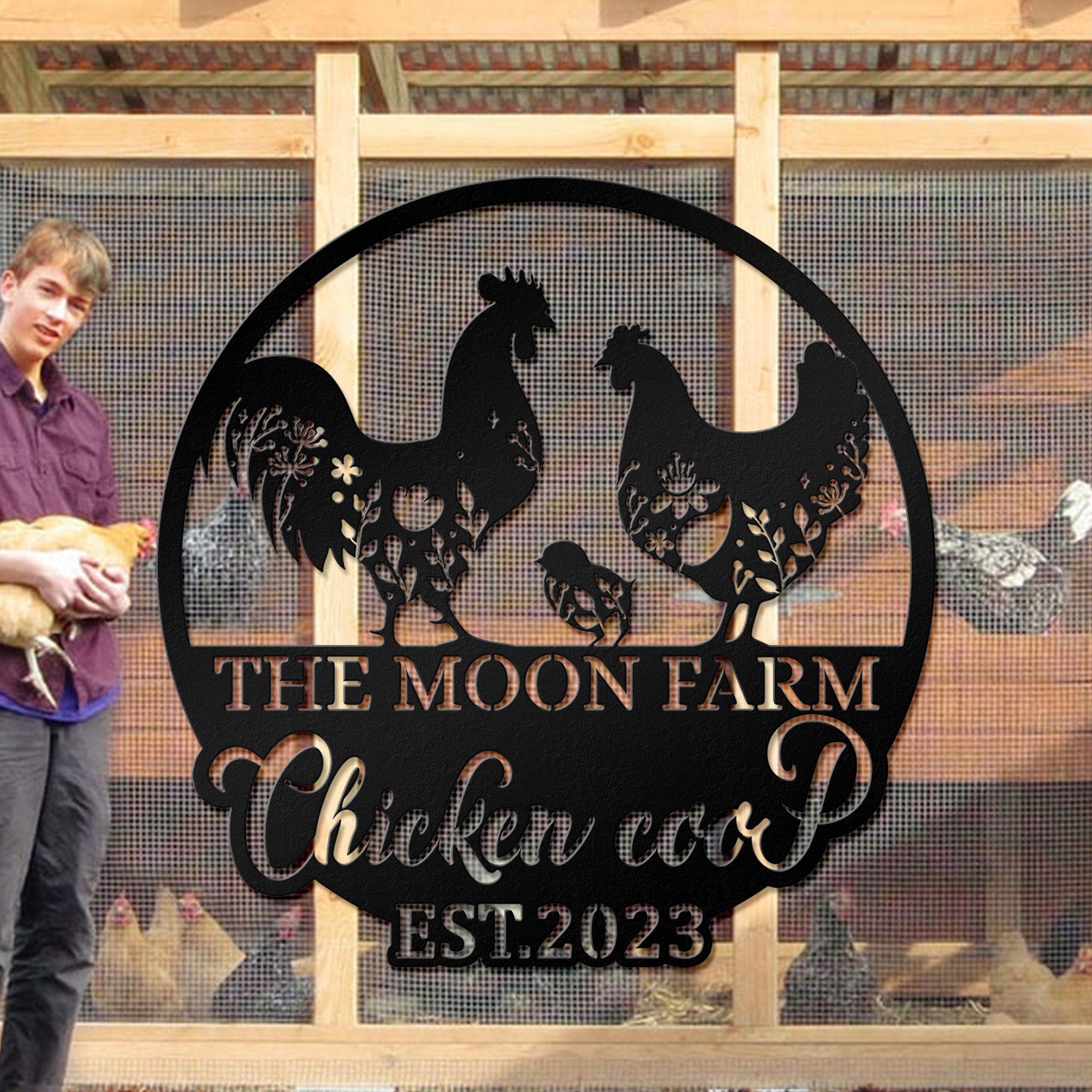 Metal Chicken Coop Sign, Personalized Farm Metal Sign, Custom Rustic ...