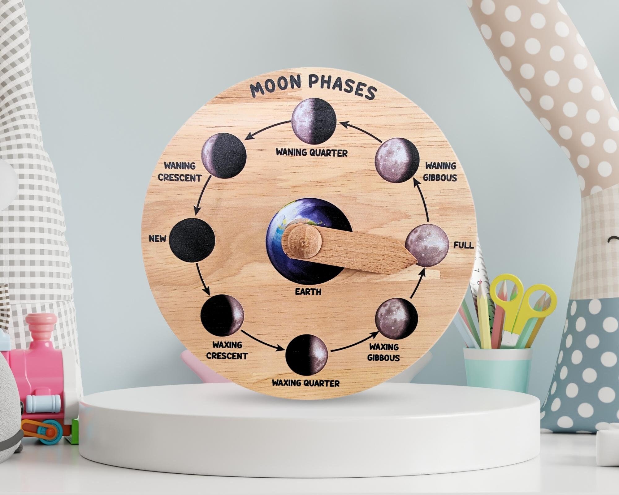 Moon Phase Wooden Leaning Toy Toddler Creativity Engagement Toy ...