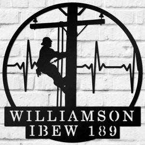 Rustic Electrical Lineman Metal Sign, Custom Lineman Last Name Sign ...