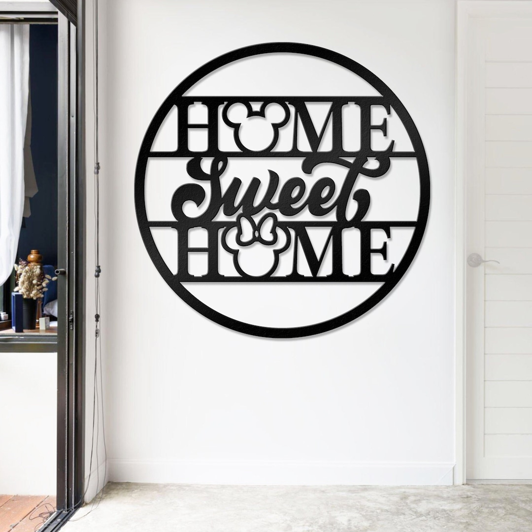 Disney Home Sweet Home Metal Sign, Mickey and Minnie Head Metal Sign ...