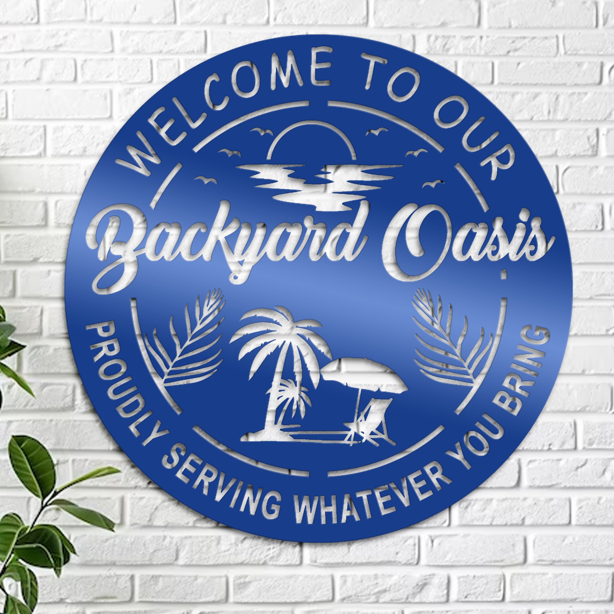 Personalized Backyard Oasis Metal Sign Welcome to Our Backyard Wall ...