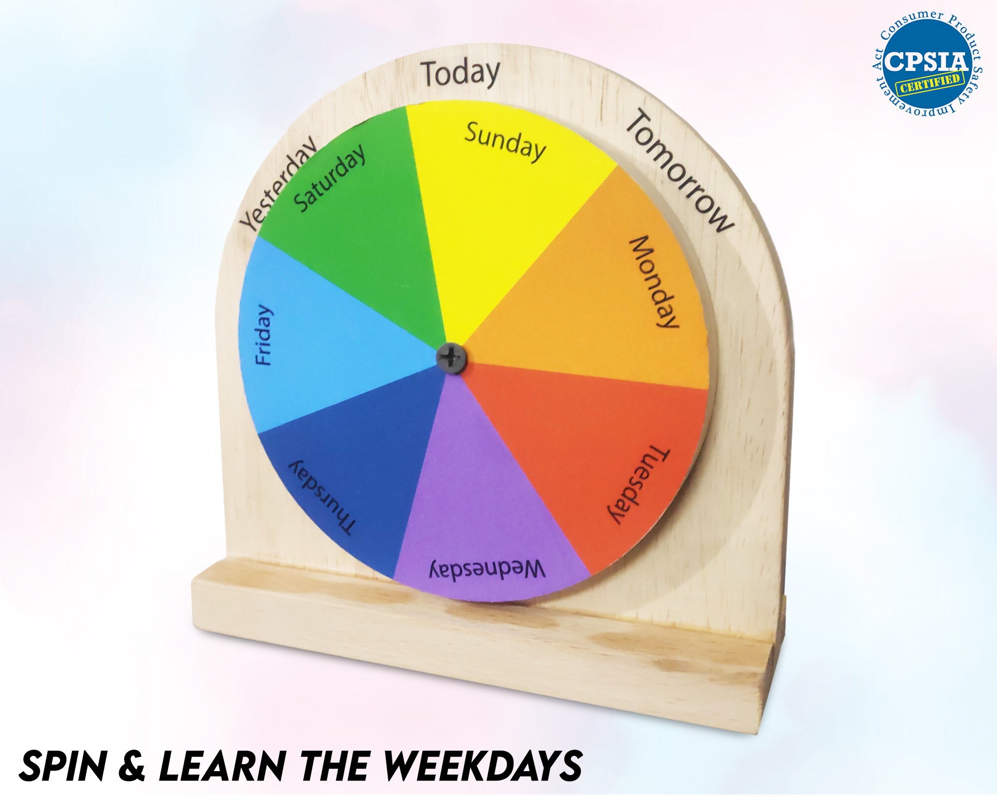 Days of the Week Wheel Toys Wooden Circle Days Calendar Montessori ...