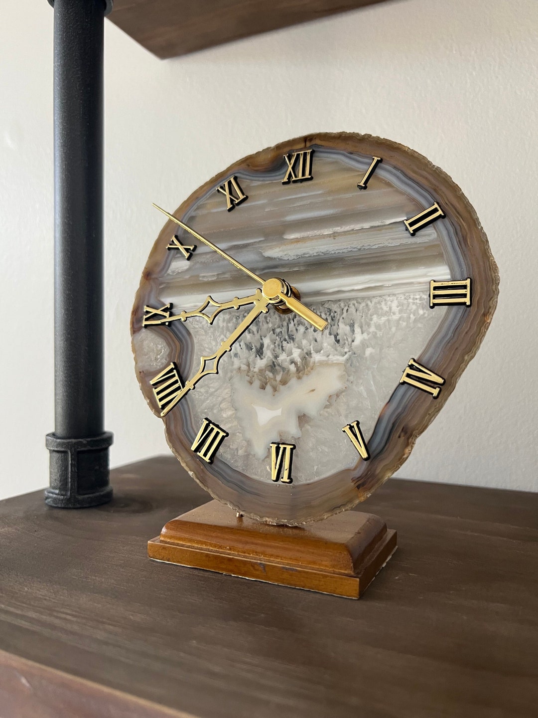 Agate Clock Fume Natural Stone - Etsy