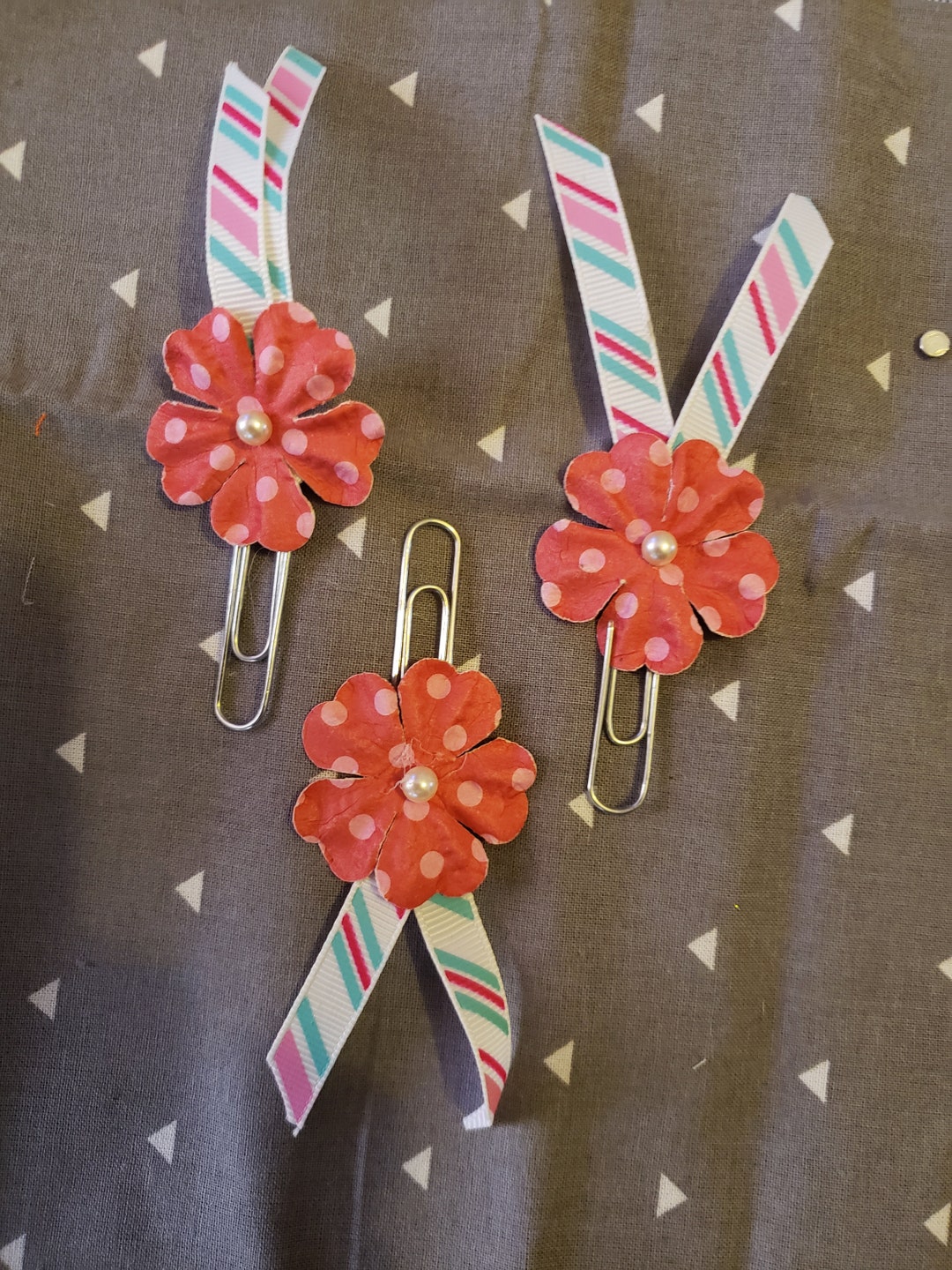 Decorative Paperclips-pink Polka Flowers - Etsy