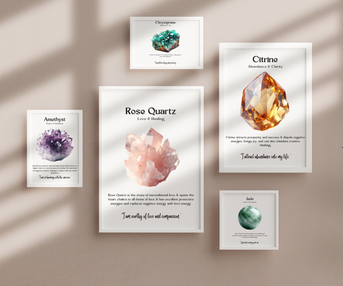 50 Editable Crystal Meaning Cards, Printable Gemstone Meaning Cards ...