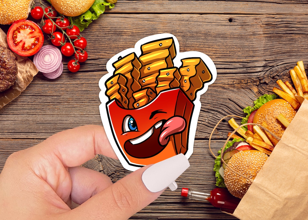 Cute Silly French Fries Sticker, Food Sticker, Fast Food Sticker, Cute ...
