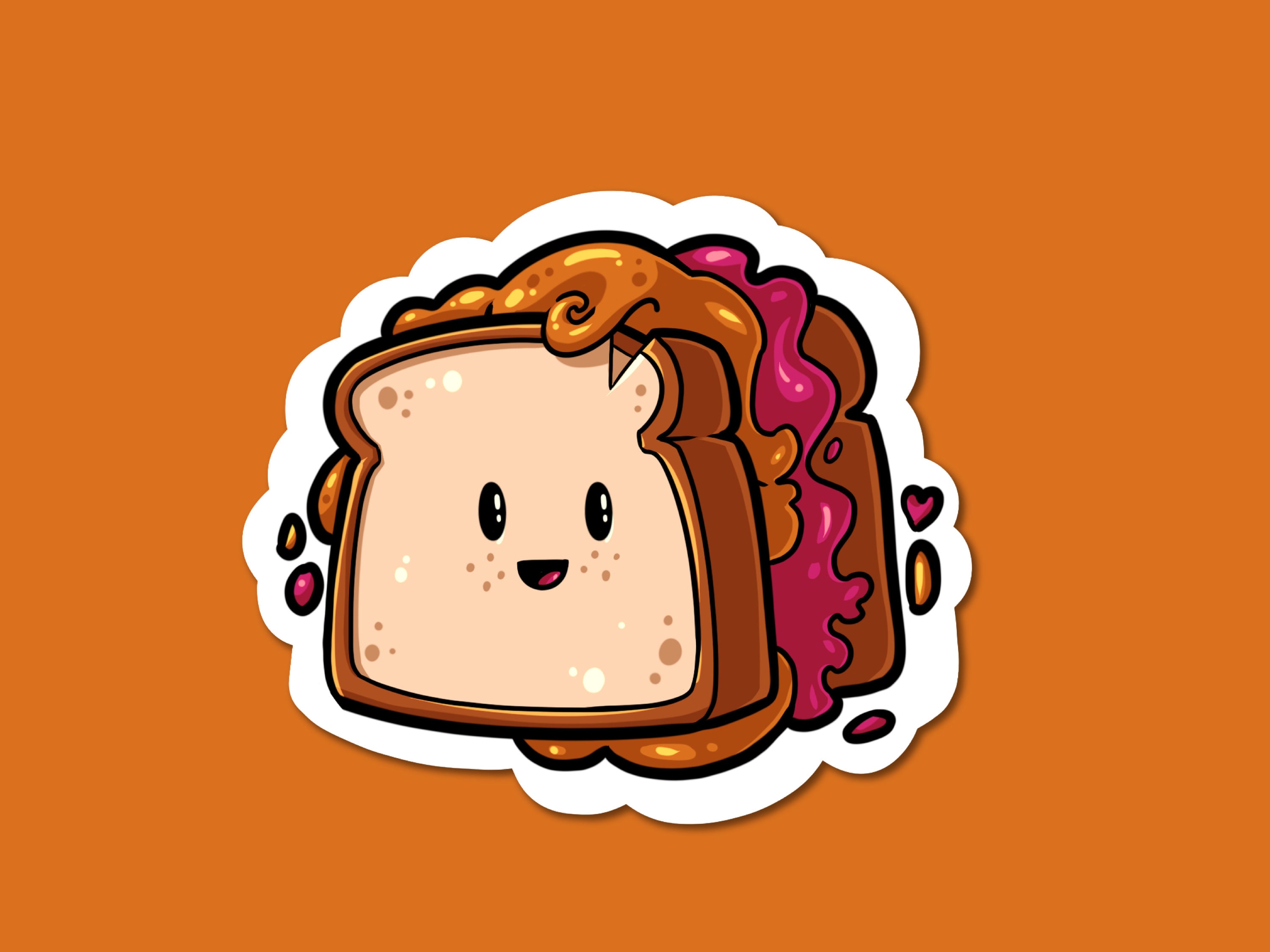 Cute PBJ Sandwich Sticker, Food Sticker, Peanut Butter and Jelly ...