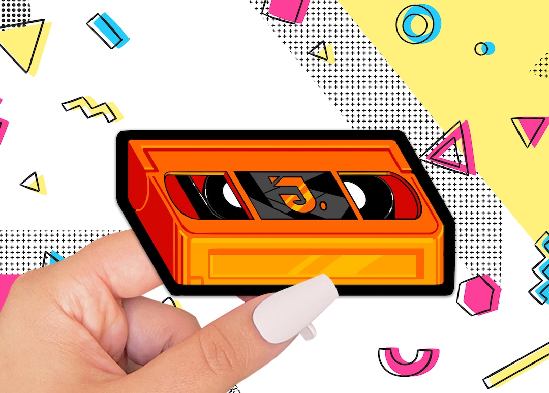 90s Orange VCR Tape Sticker: Wacky Laptop Decal - Etsy