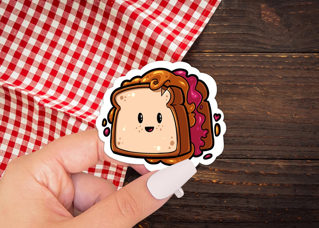 Cute PBJ Sandwich Sticker, Food Sticker, Peanut Butter and Jelly ...