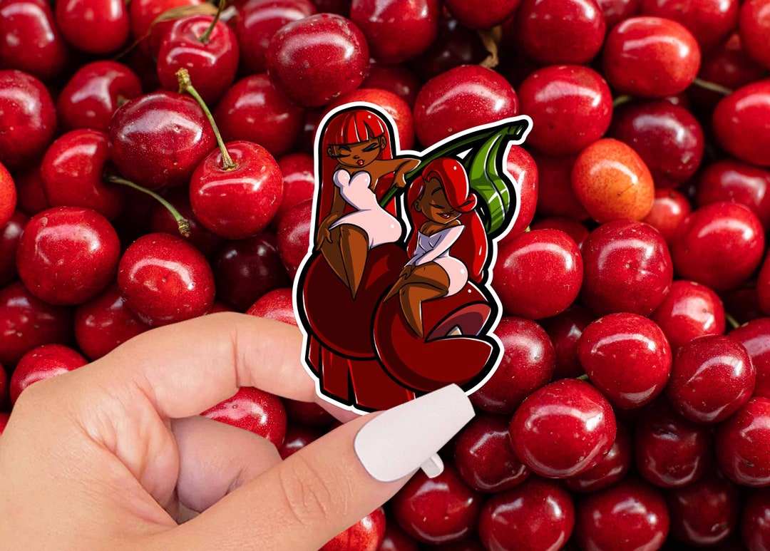 Cherry Sticker, Fruit Girl Sticker, Vibe Sticker, Wacky Laptop Sticker ...