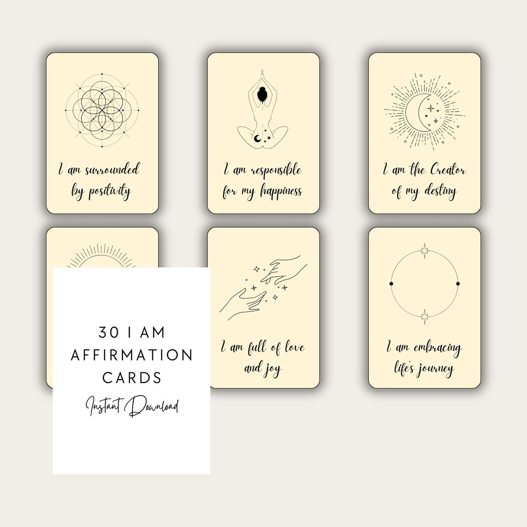 30 I Am Affirmation Cards Printable Affirmation Card Quotes Positive ...