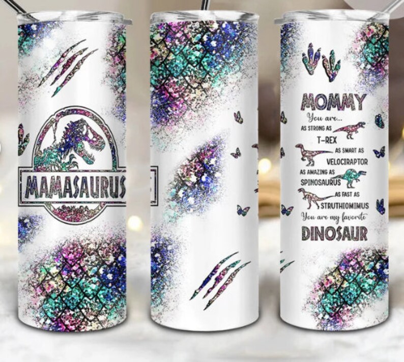 20 Ounce Mamasaurus Rex Tumbler Cute Mama Cup Mom Skinny Tumbler With ...