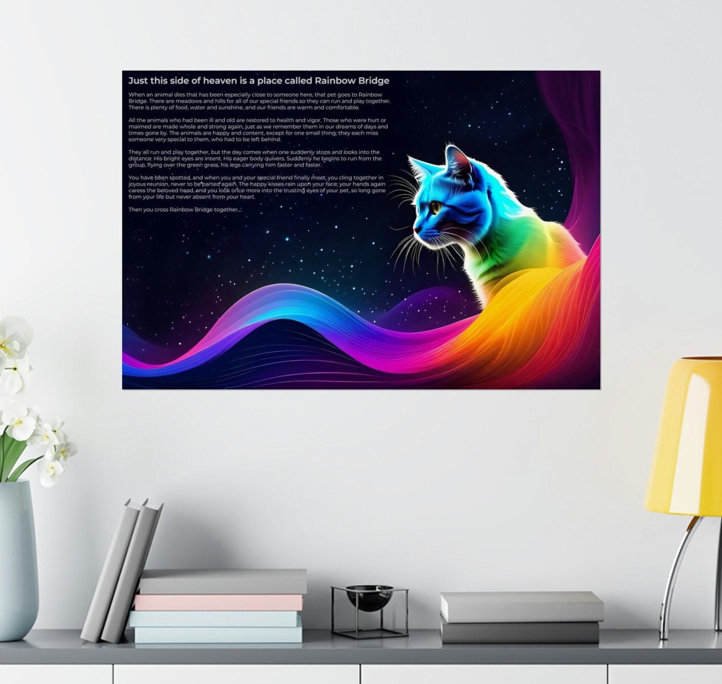 Rainbow Bridge Cat Memorial Tribute Horizontal Poster , Rainbow Bridge ...