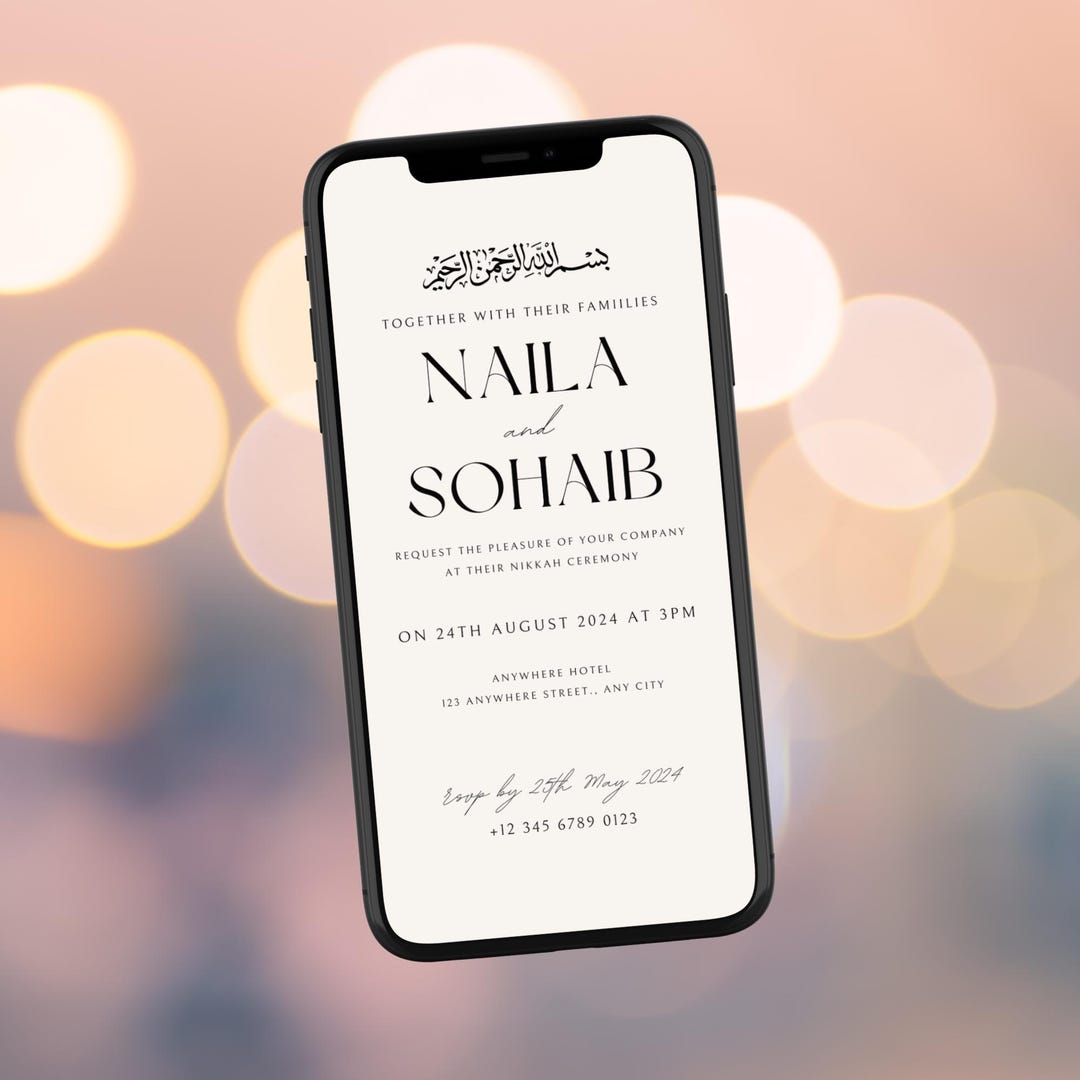 Nikkah Digital Invite Template | Muslim Wedding Mobile Invitation ...