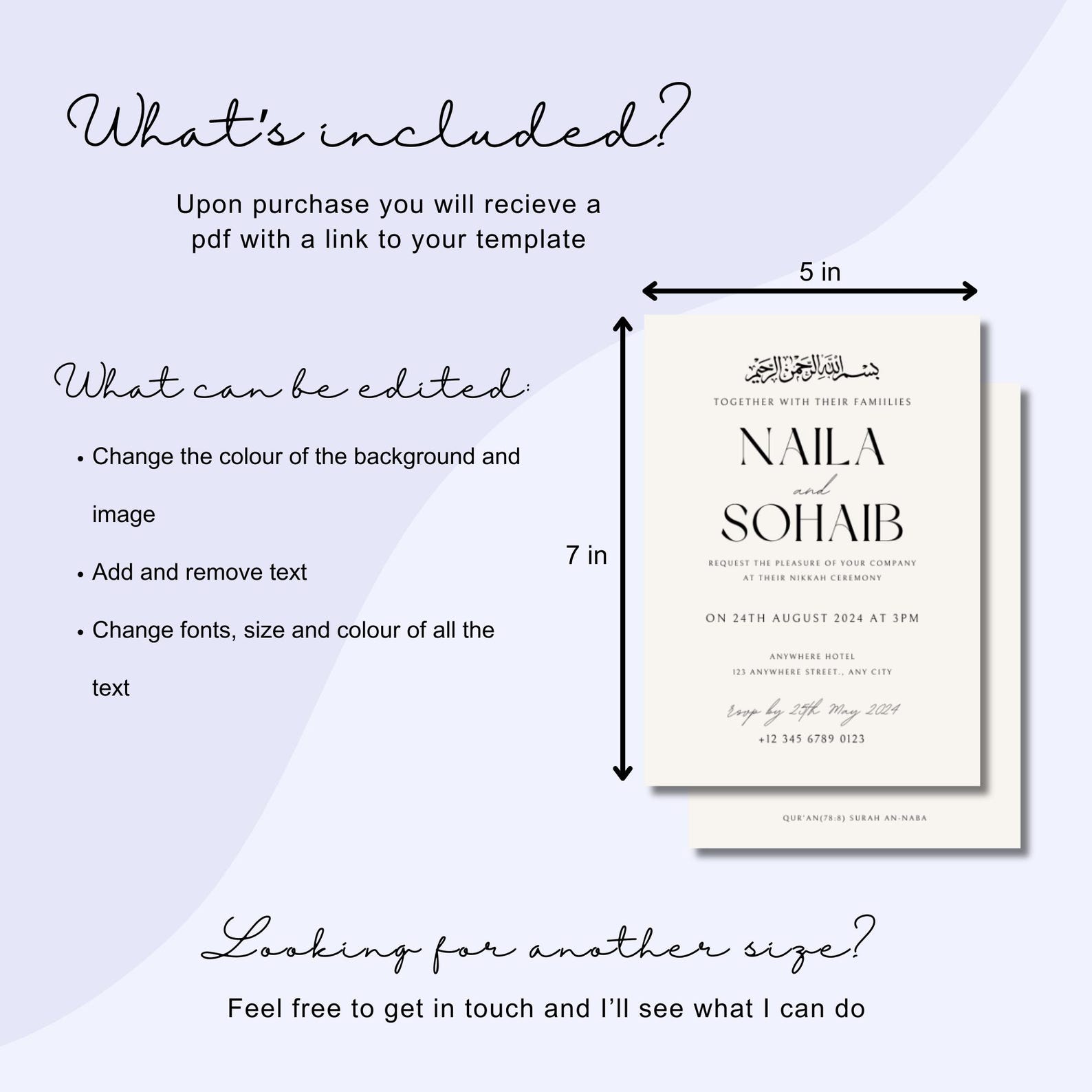 Simple Nikkah Invite Template | Islamic Wedding Digital Download ...