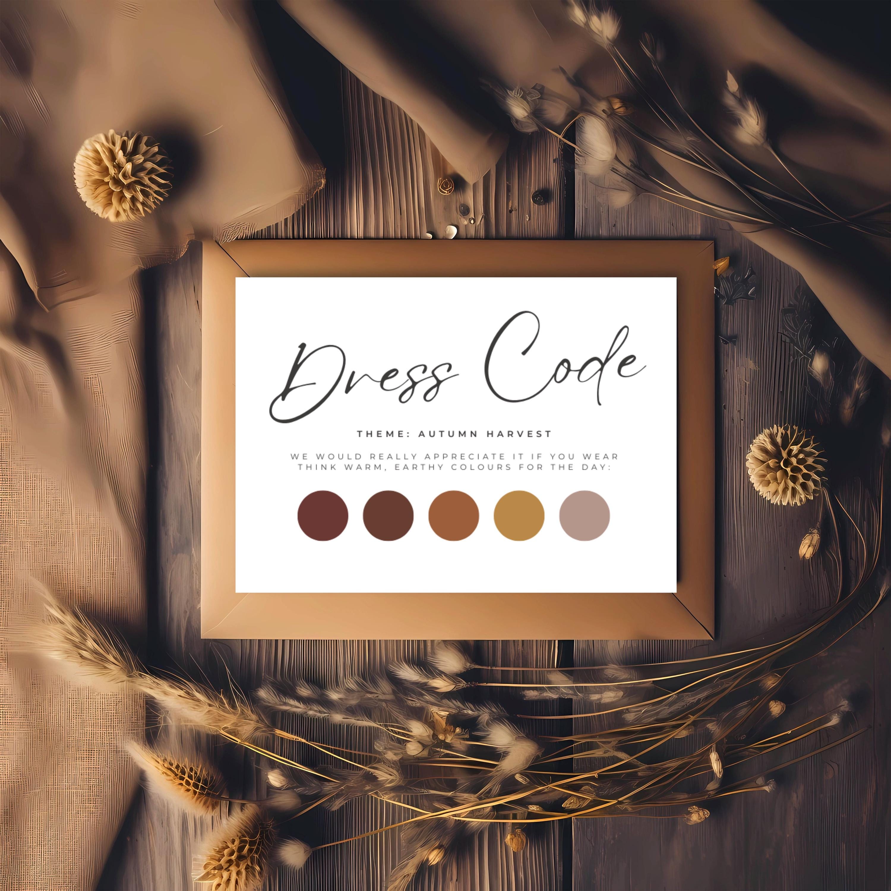 Editable Dress Code Insert | Printable Attire Info Card | Chic Dress ...