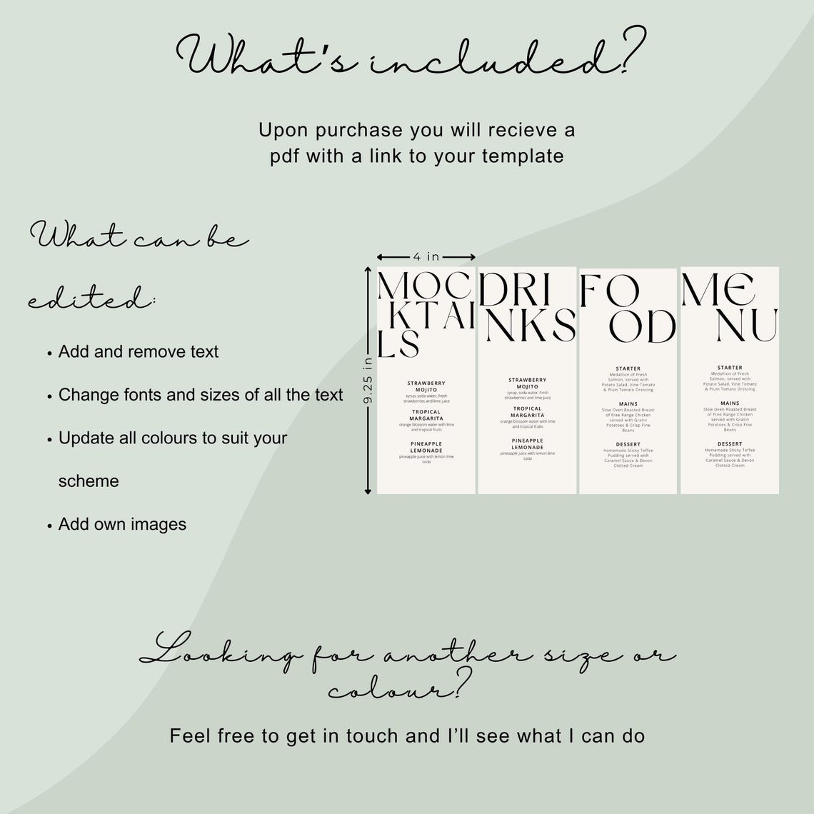 Editable Menu Template for Weddings and Events | Food and Drinks Menu ...