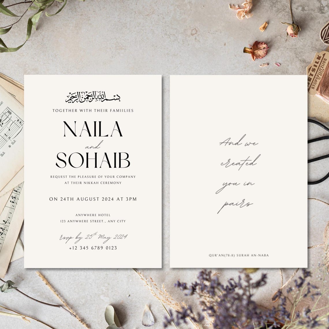 Simple Nikkah Invite Template Islamic Wedding Digital Download ...