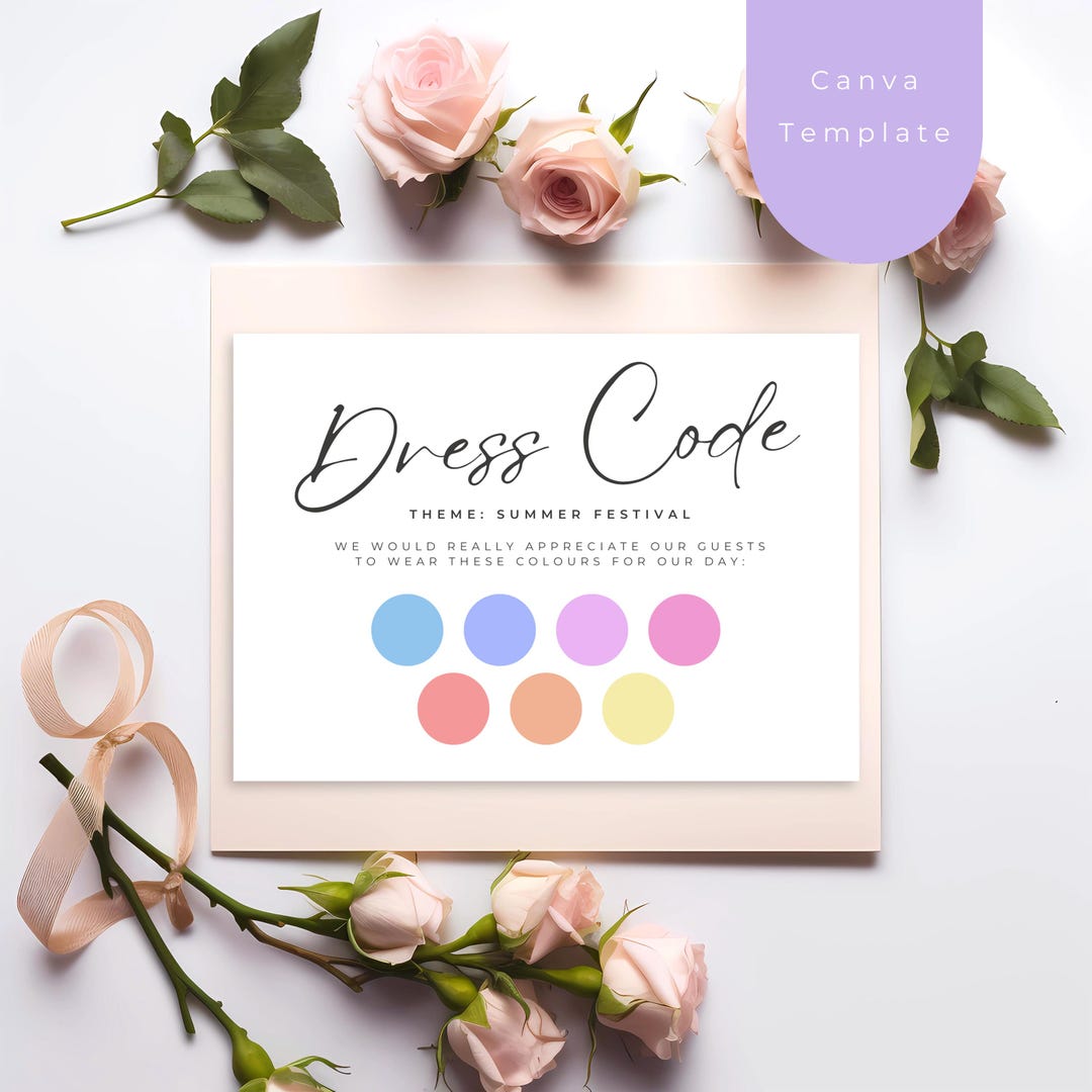 Editable Dress Code Insert | Printable Attire Info Card | Chic Dress ...