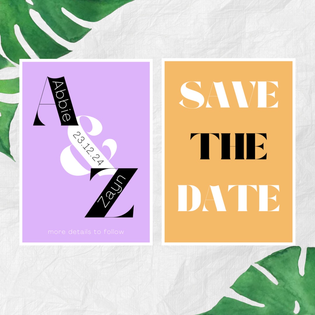 Bold Purple Save the Date Template Downloadable Colorful Save Our Date ...