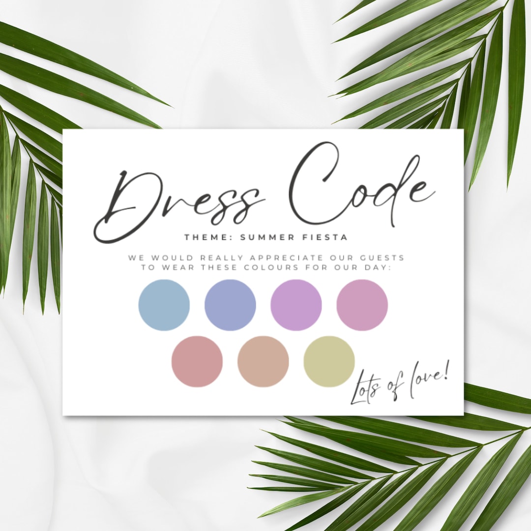 Editable Dress Code Insert Printable Attire Info Card Chic Dress Code ...