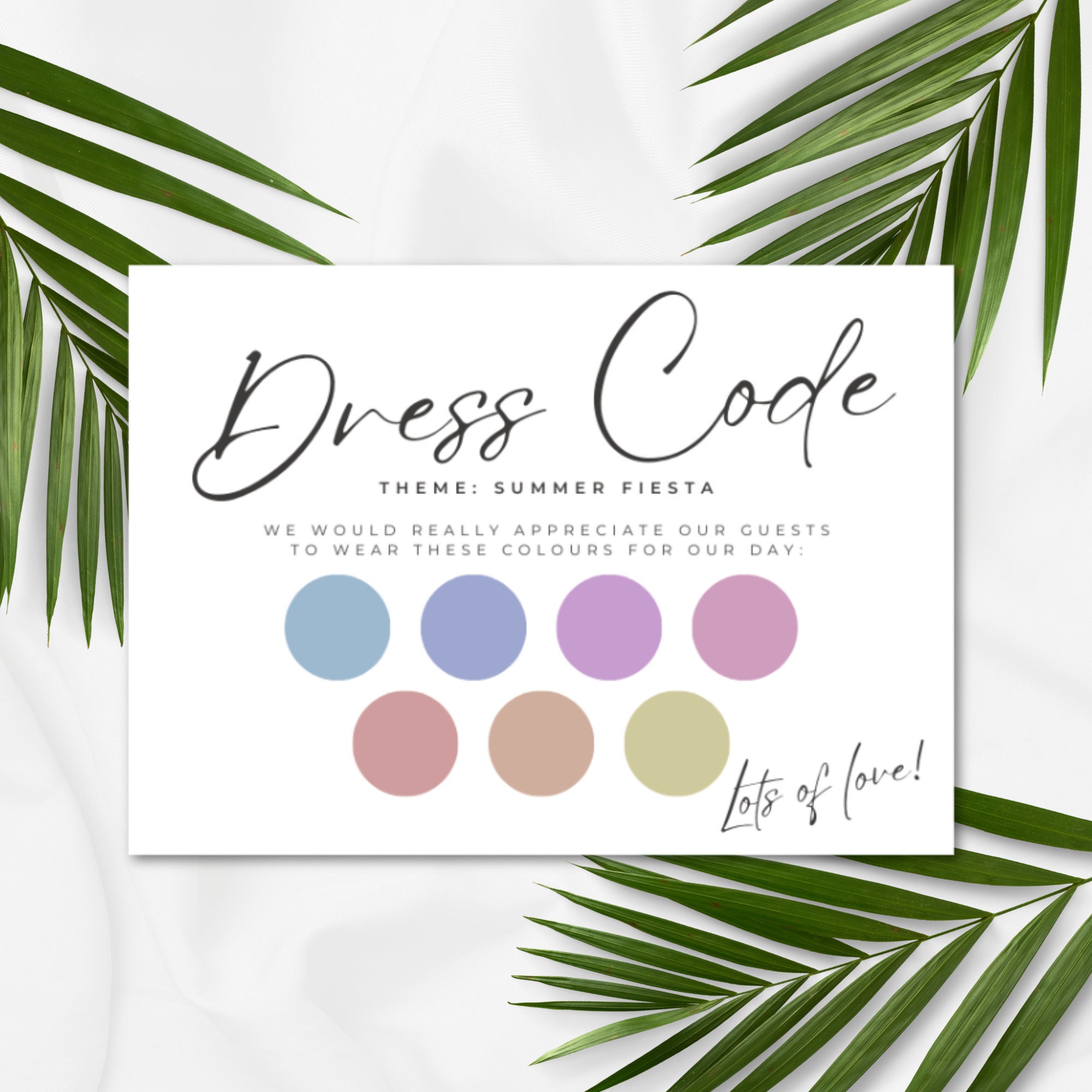 Editable Dress Code Insert Printable Attire Info Card Chic Dress Code ...