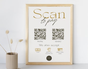 Printable Scan to Pay QR Code Sign, Custom Business Sign for Payments ...