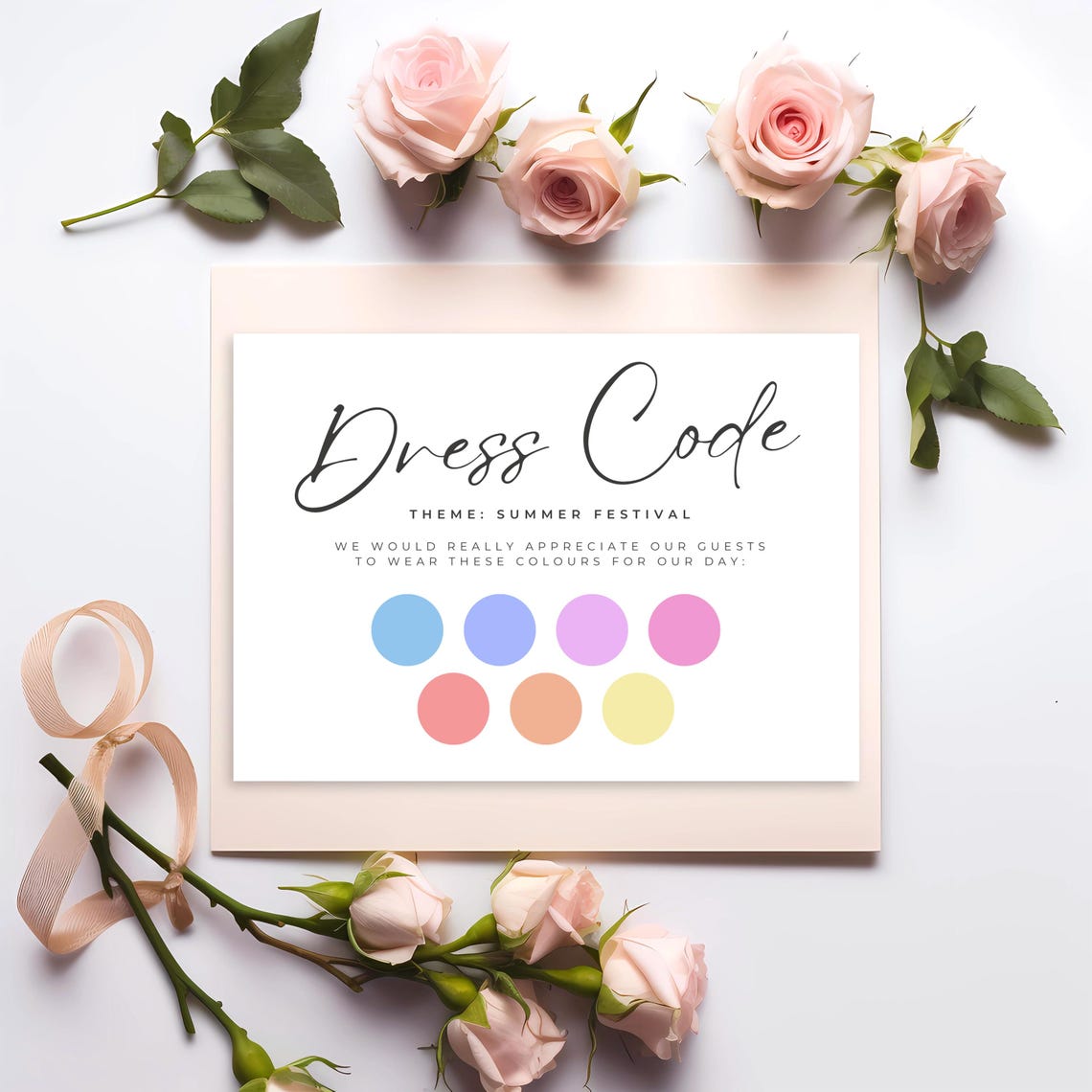 Editable Dress Code Insert | Printable Attire Info Card | Chic Dress ...