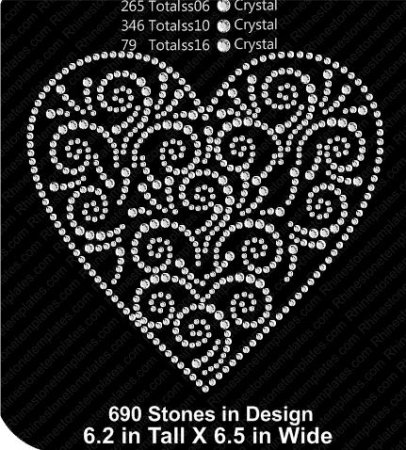 Rhinestone Valentine Heart Elegante 1 Digital Design - Etsy