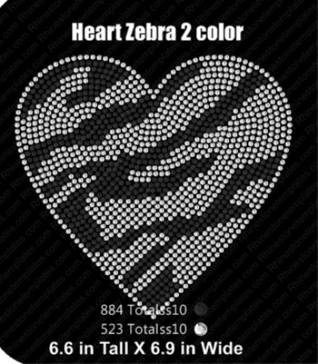 Rhinestone Heart Zebra 2 Colors Digital Design - Etsy