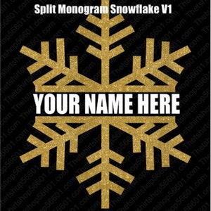 Split Monogram Snowflake V1 SVG Digital File - Etsy