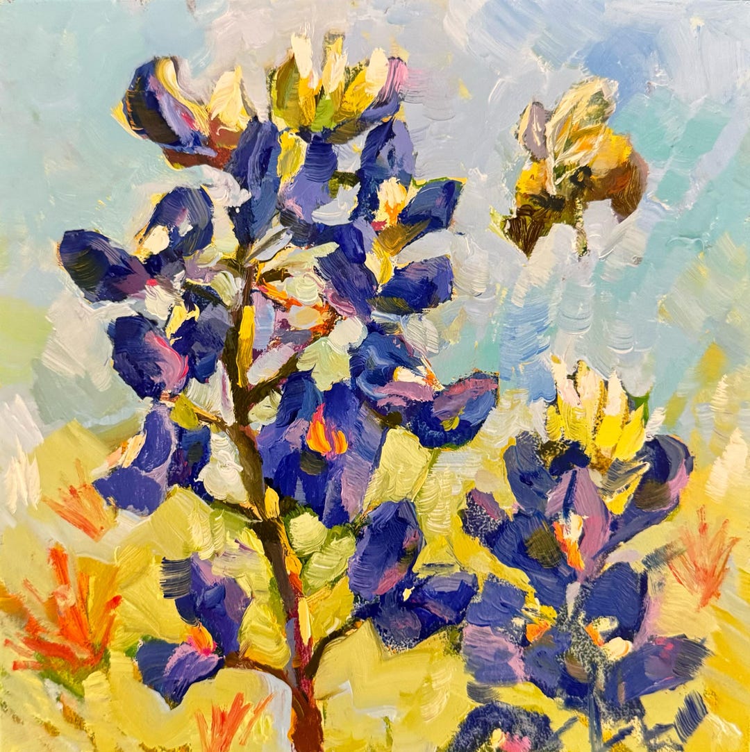 Bluebonnet Painting Original Oil Painting Wildflowers Floral Painting ...