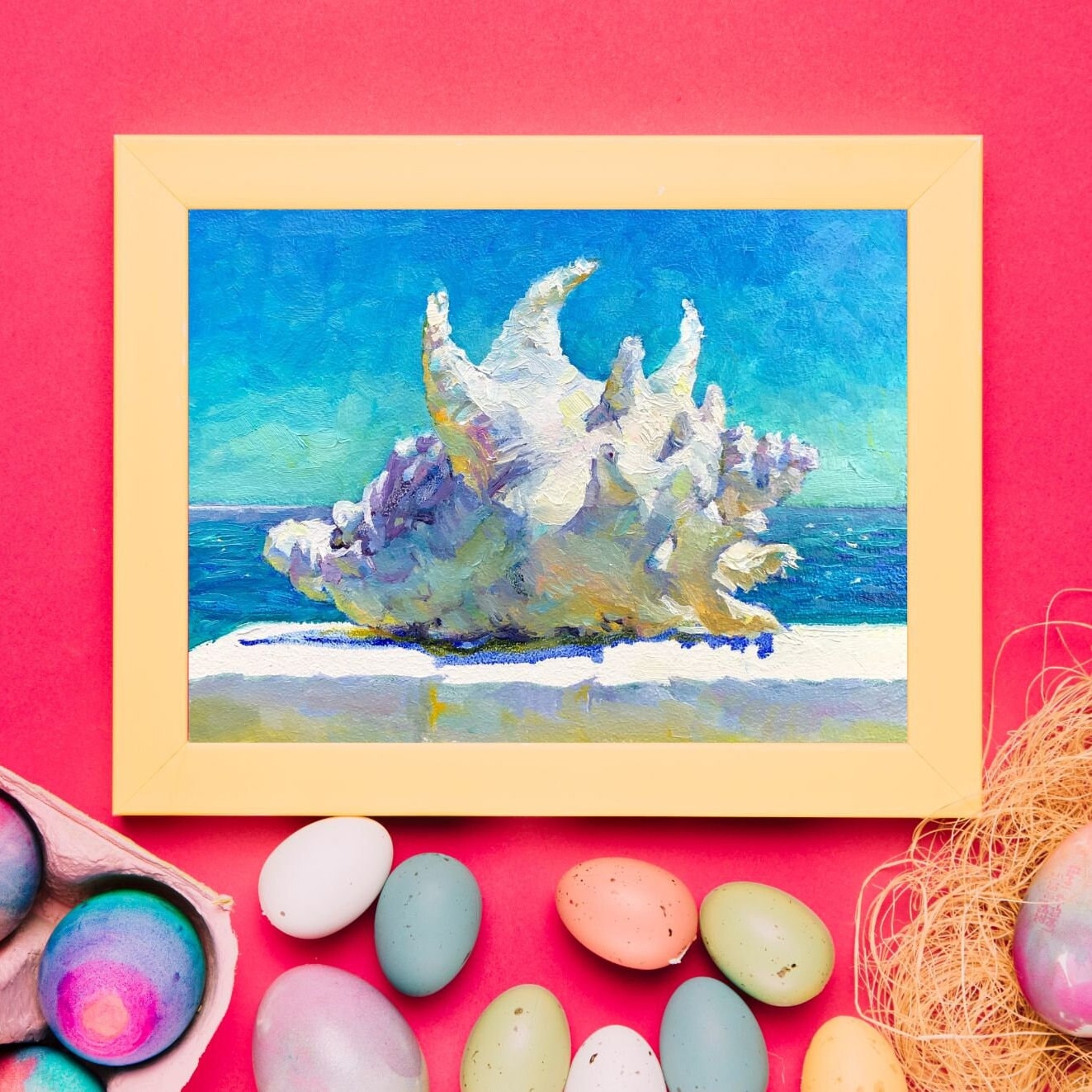 Seashell Painting Shell Original Oil Painting Seascape Seashell Art ...
