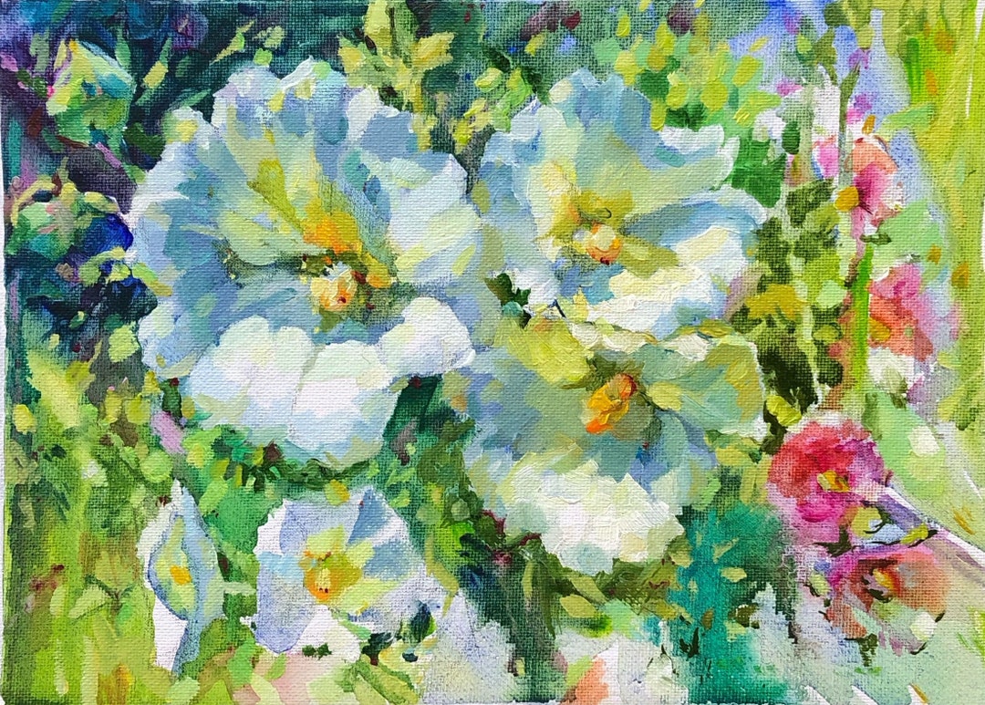 White Mallows Painting Oil Original Painting Canvas Bouquet Painting ...