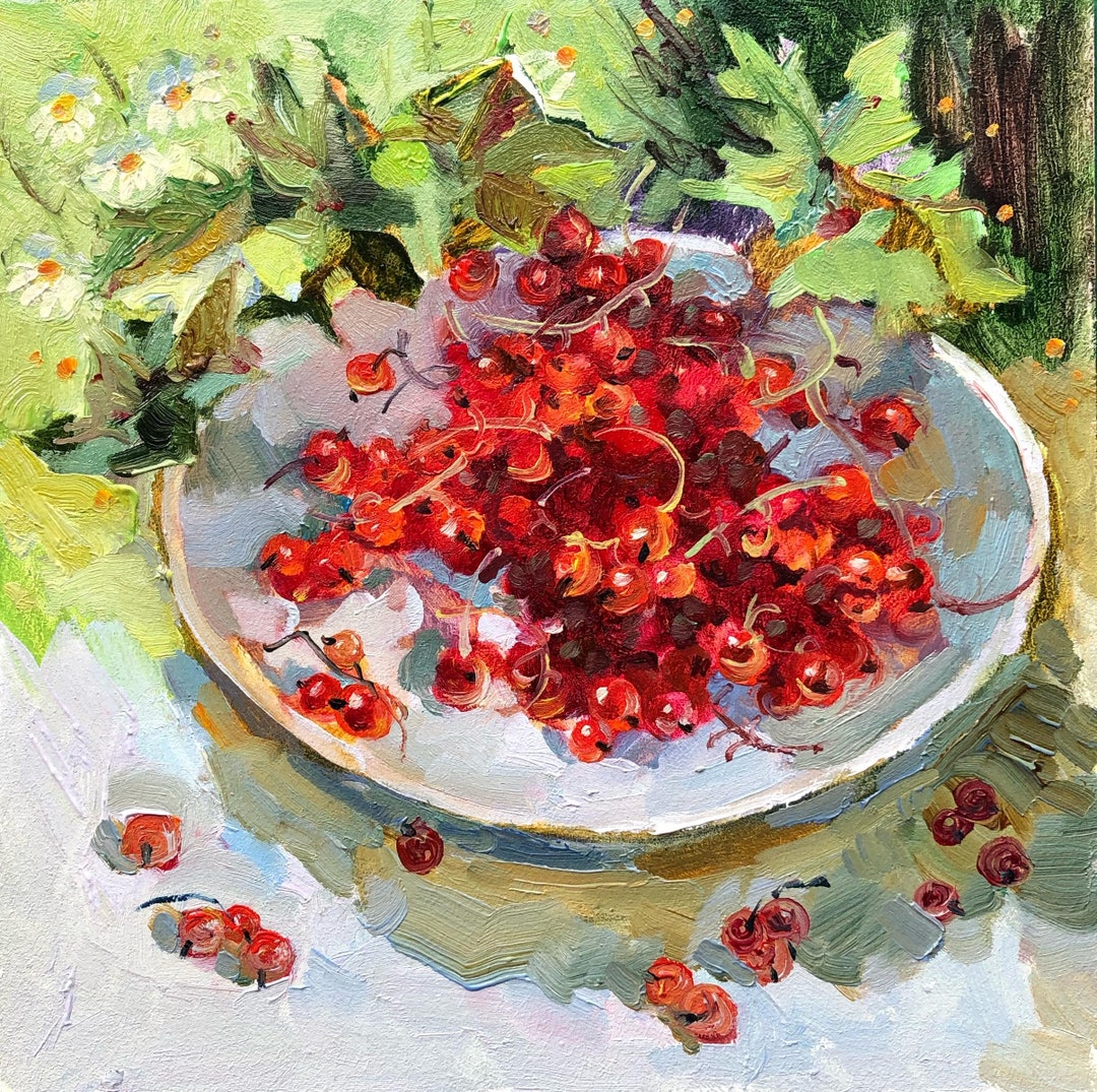 Fruit Oil Painting Original Currant Painting Berry Still Life Painting ...