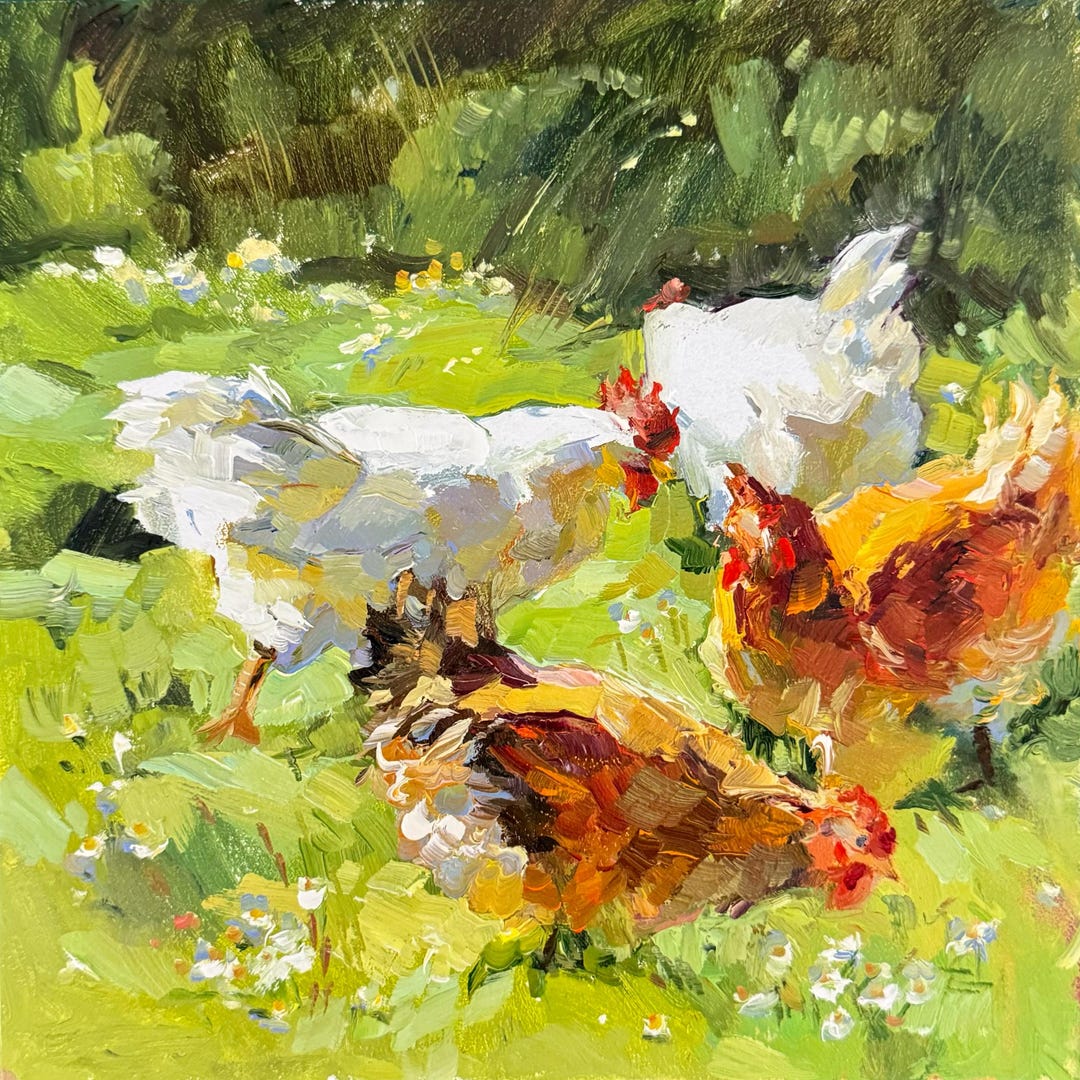 Chicken Painting Original Oil Painting Farm Bird Painting Chicken Art ...