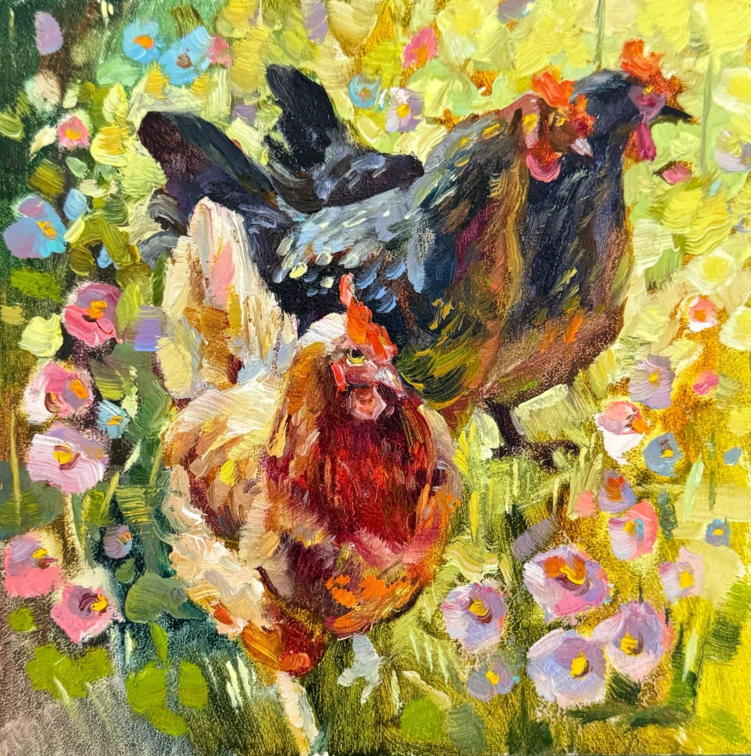 Chicken Painting Original Oil Painting Chicken Lover Gift Chicken Art ...