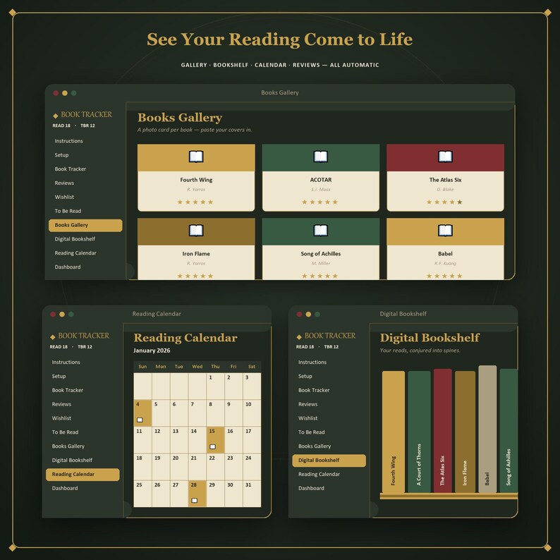 Romantasy Book Tracker Spreadsheet for Excel & Google Sheets | Dark ...