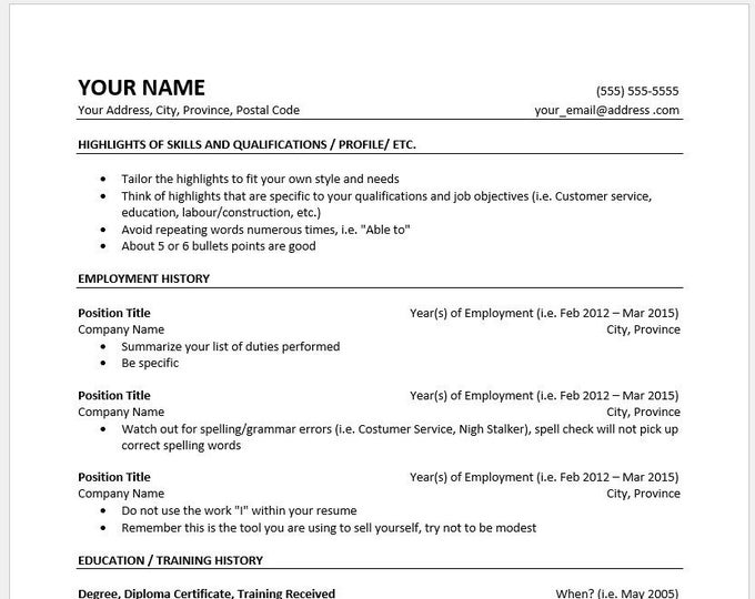 Basic Resume Example, Clean Template Microsoft Word, Minimalist Resume ...