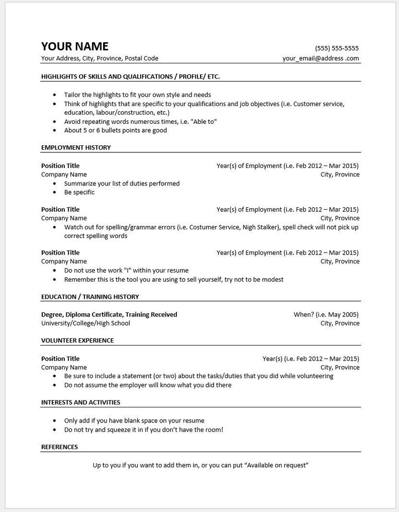 Basic Resume Example, Clean Template Microsoft Word, Minimalist Resume ...