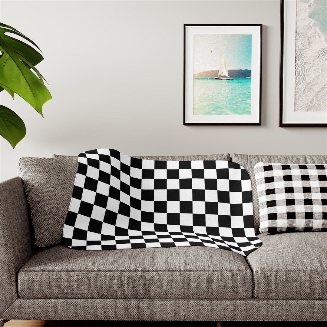 Checkered Blankets, Sherpa Blanket, Two Colors - Etsy