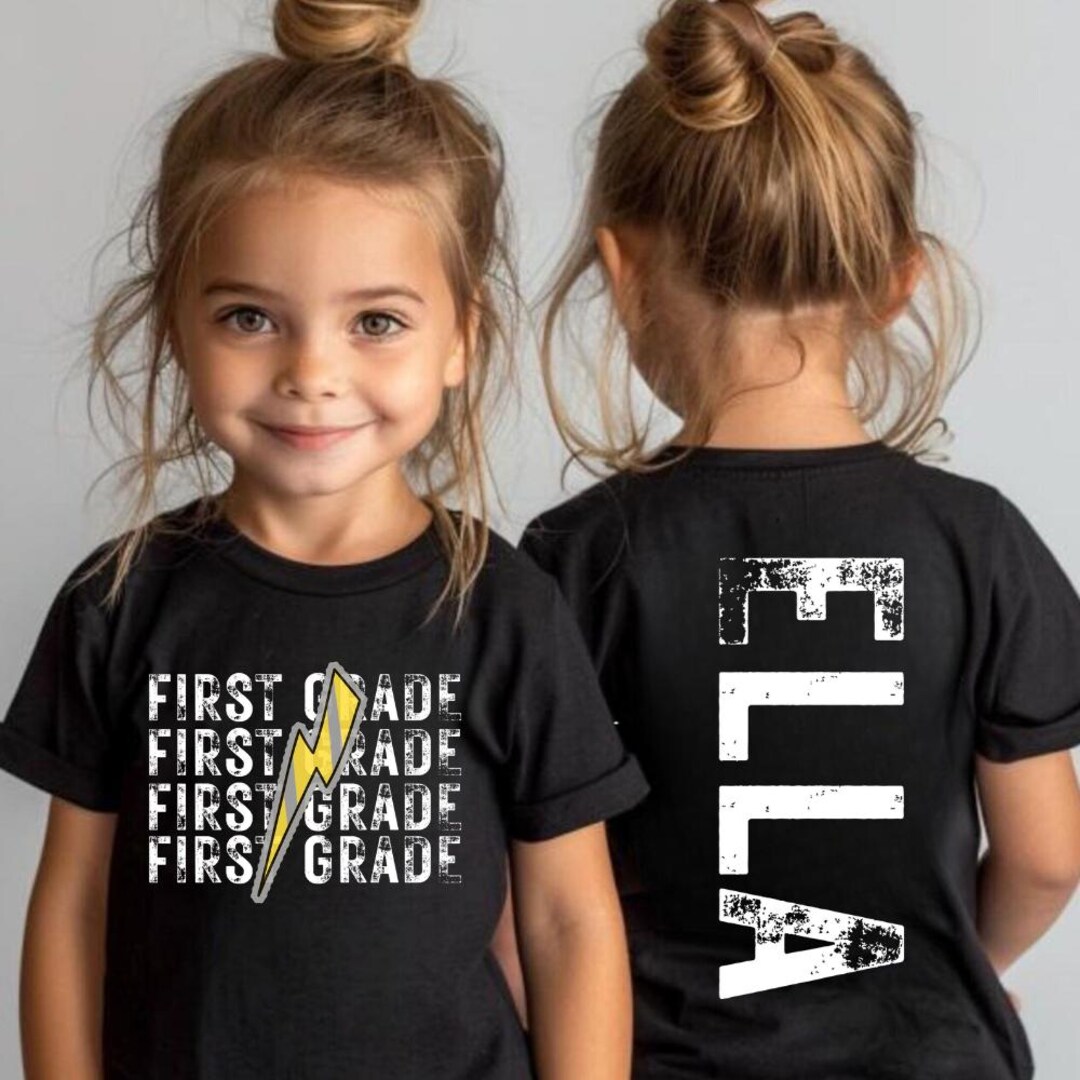 Custom First Grade Back to School Lightning Bolt Shirt, Personalized ...