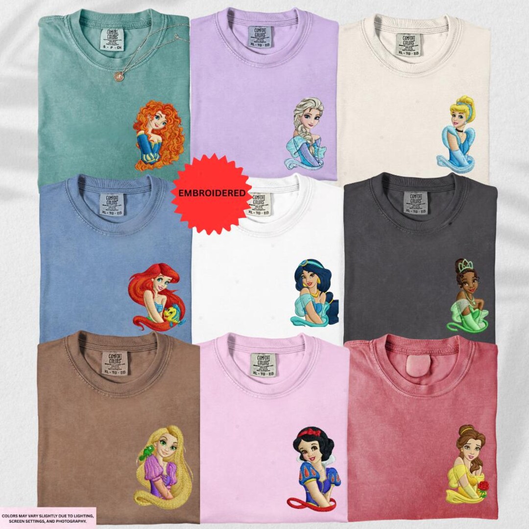 Custom Disney Princess Embroidery Shirt, Disneyland Girl Trip Tee ...