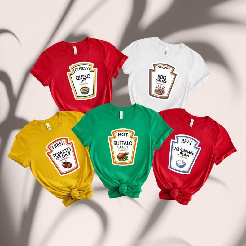 Funny Condiment Halloween Shirts, Sauce Group Costume Tee, Mustard Hot ...