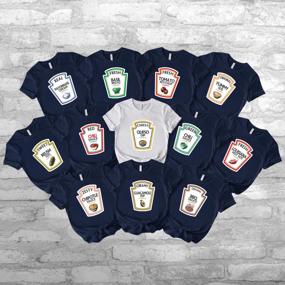 Funny Condiment Halloween Shirts, Sauce Group Costume Tee, Mustard Hot ...