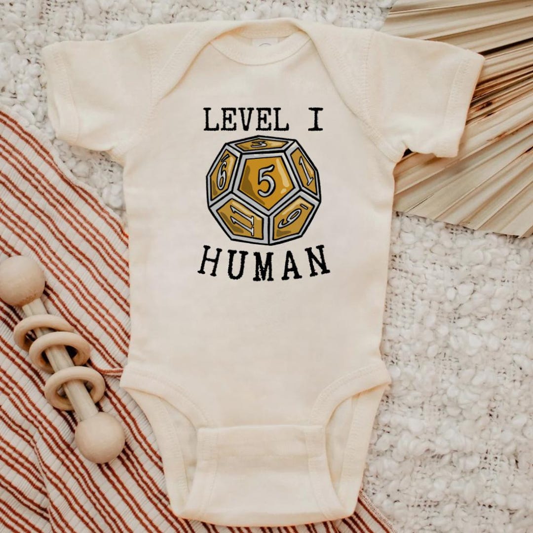 Level 1 Human Baby,kids Shirt,dungeon Master,cute Level 1 Human ...