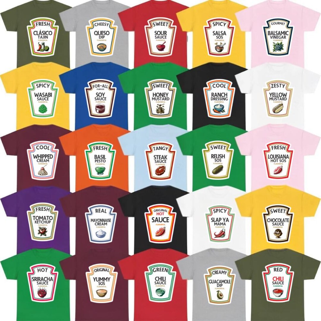 Funny Condiment Halloween Shirts, Sauce Group Costume Tee, Mustard Hot ...