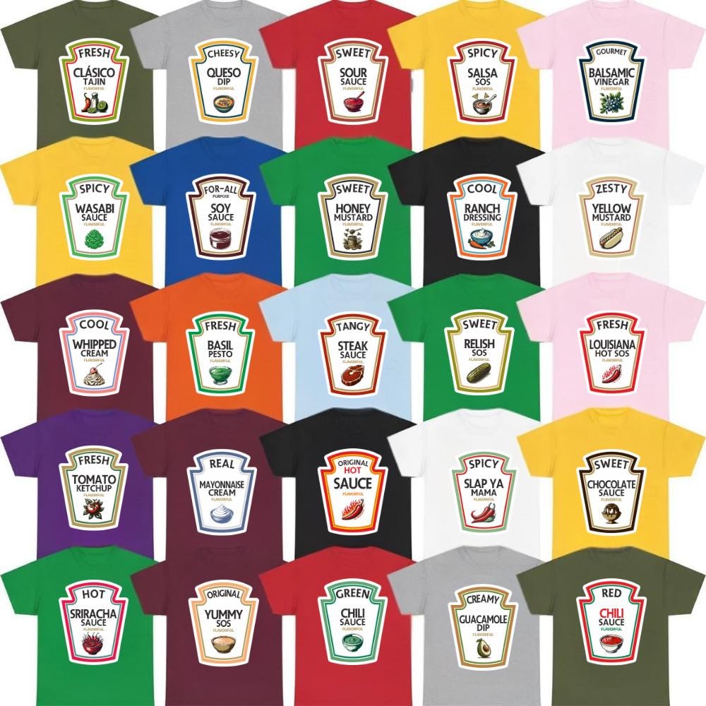 Funny Condiment Halloween Shirts, Sauce Group Costume Tee, Mustard Hot ...