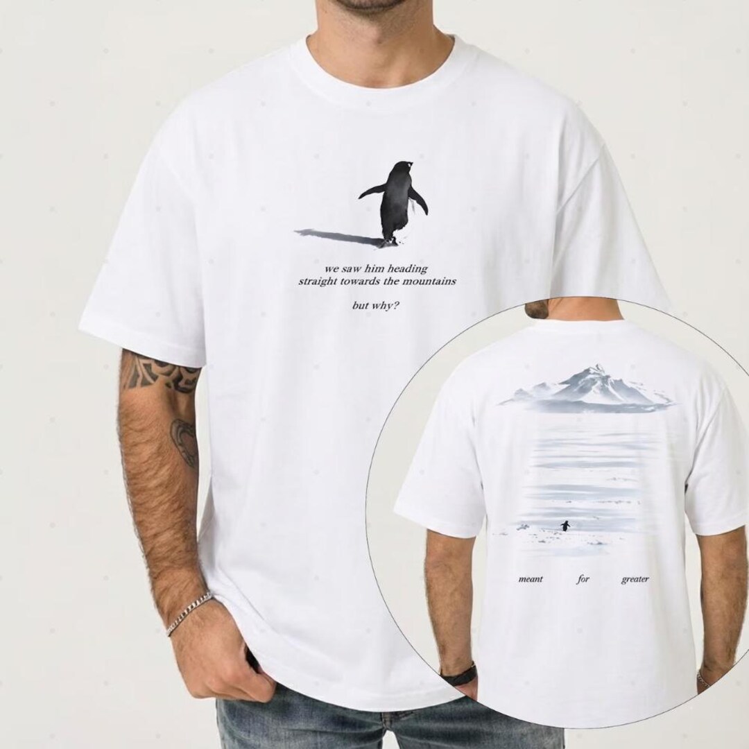 But Why Penguin Front Back Shirt, Sad Penguin Meme Tshirt, Funny Hiking ...